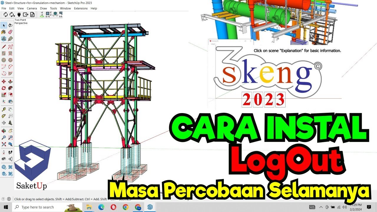 Tutorial Membuat Struktur Baja di Sketchup 🆚 CARA INSTAL 3skeng 2023 ...