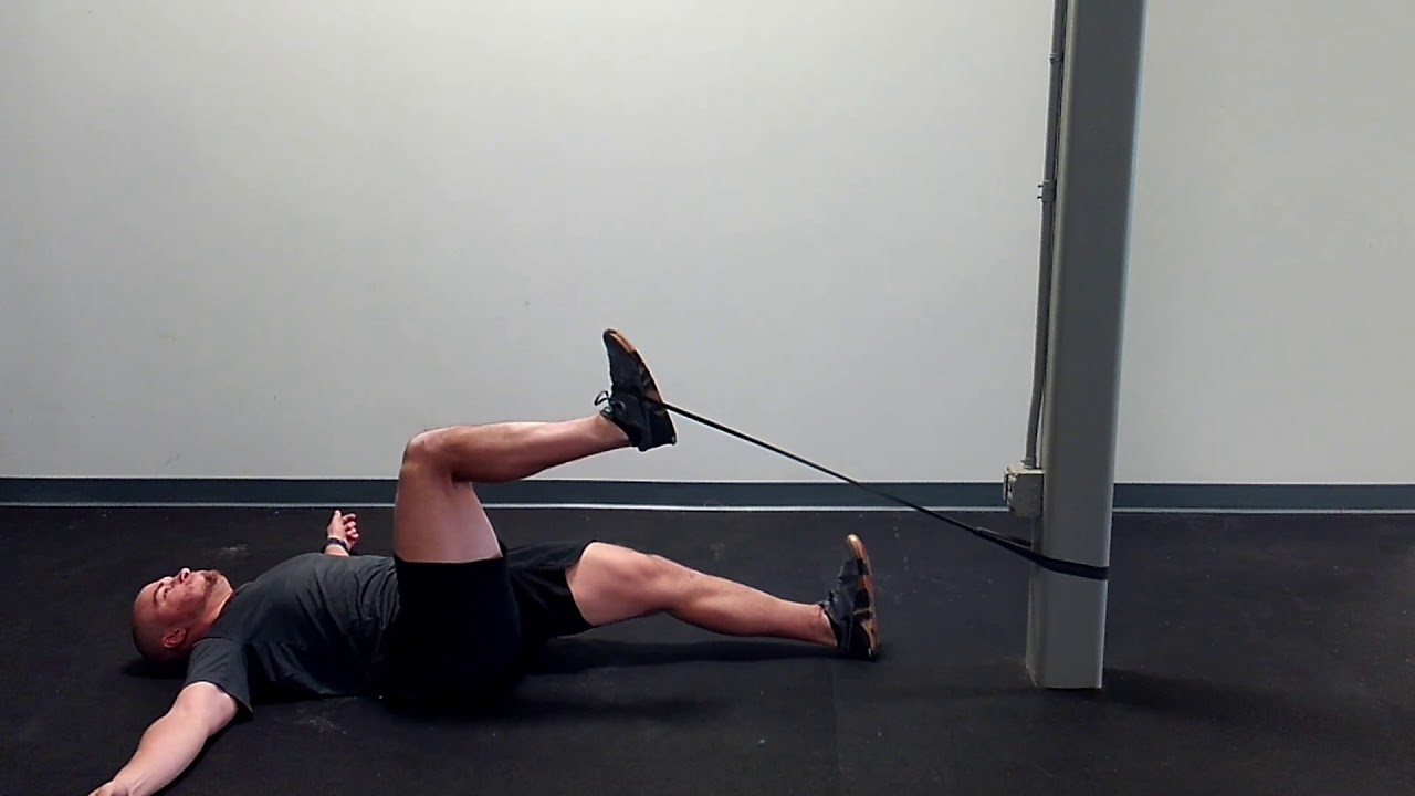Band Supine Single Leg Hip Flexion Hold - YouTube