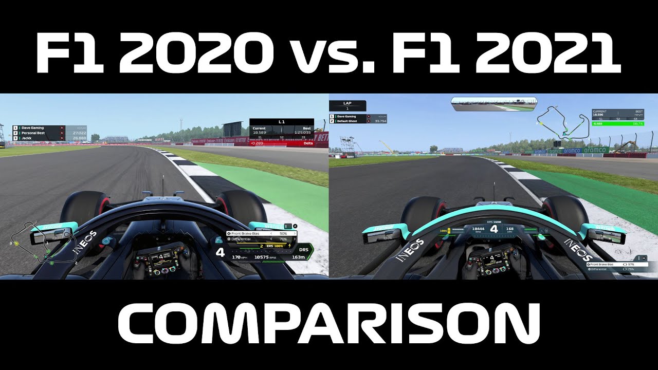 F1 2020 vs F1 2021 Comparison Lap on Silverstone in Mercedes W11 & W12 ...