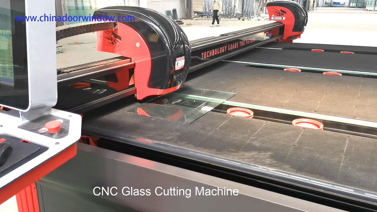 CNC Glass Cutting Machine with LOW-E glass edge deletion - YouTube