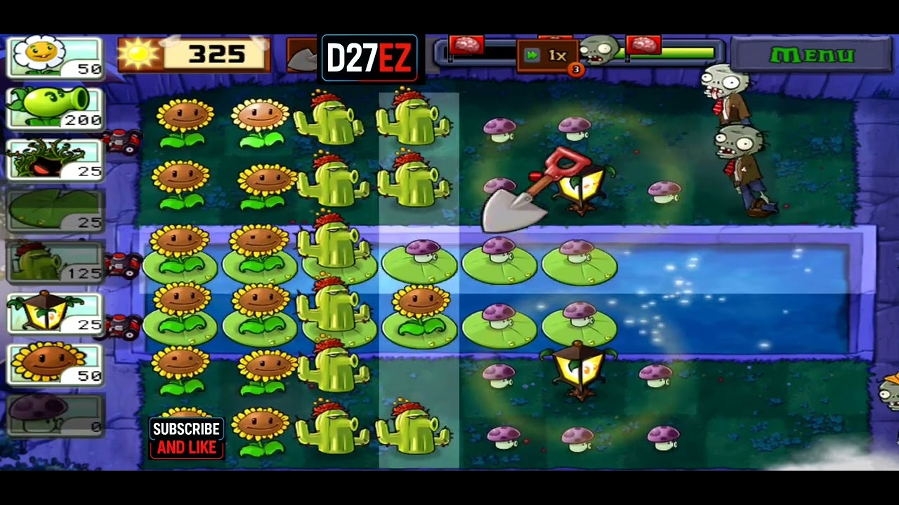 Plants vs Zombies - Adventure 2 - Fog level 9 - D27Ez - YouTube