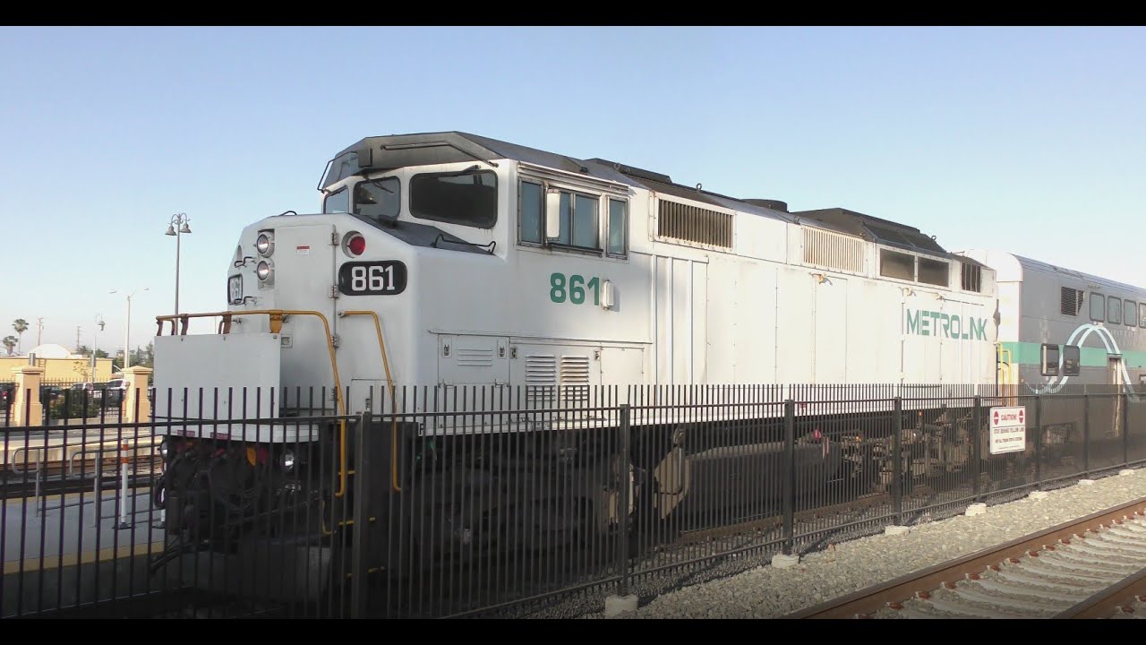 METROLINK #861 shoves a Rotem cab led service out of San Bernardino CA ...