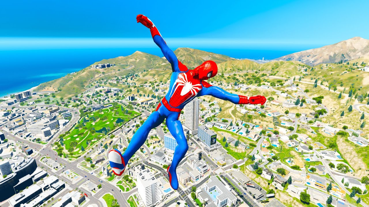 GTA 5 Spiderman Falling off Highest - Funny Moments & GTA 5 Gameplay ...