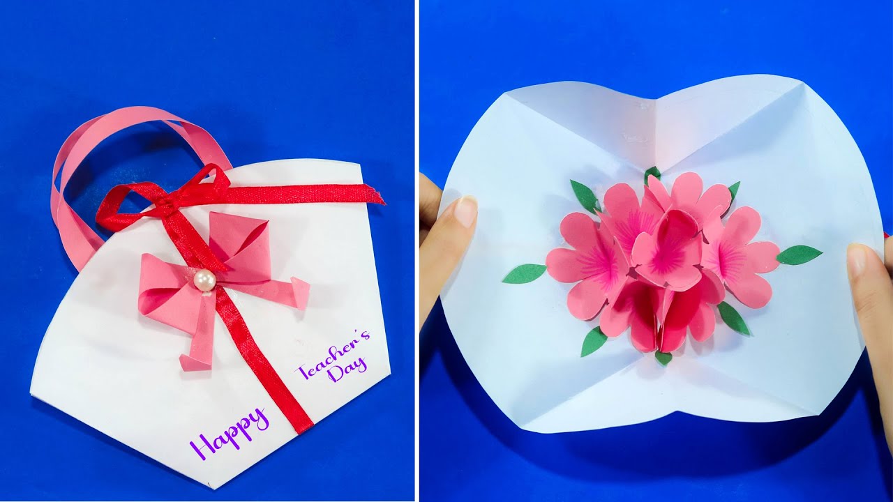 DIY 3D flower pop-up card - Beautiful teachers day greeting card ...