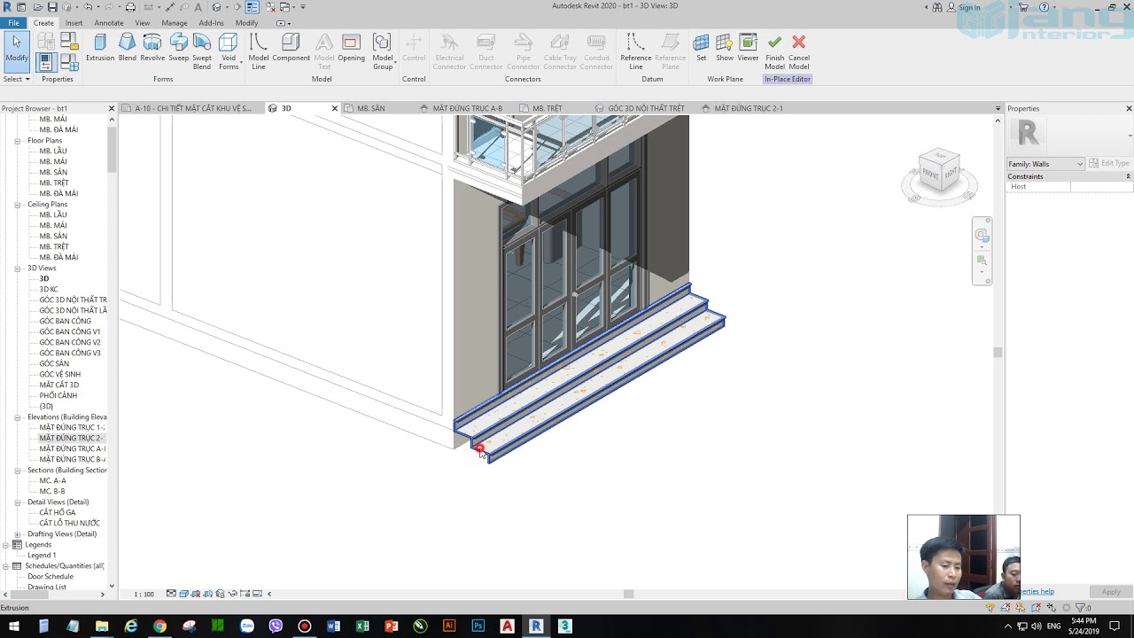 Revit 2020 vẽ tam cấp bằng component - YouTube