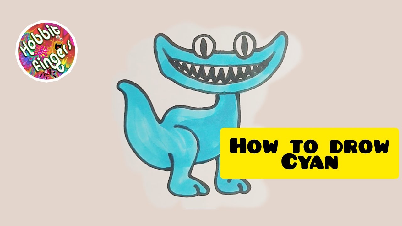 how to draw a Cyan from Rainbow Friends | step by step easy - YouTube