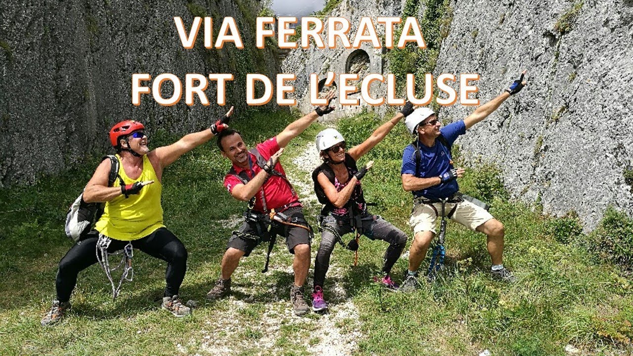 via ferrata du fort de l'écluse - YouTube
