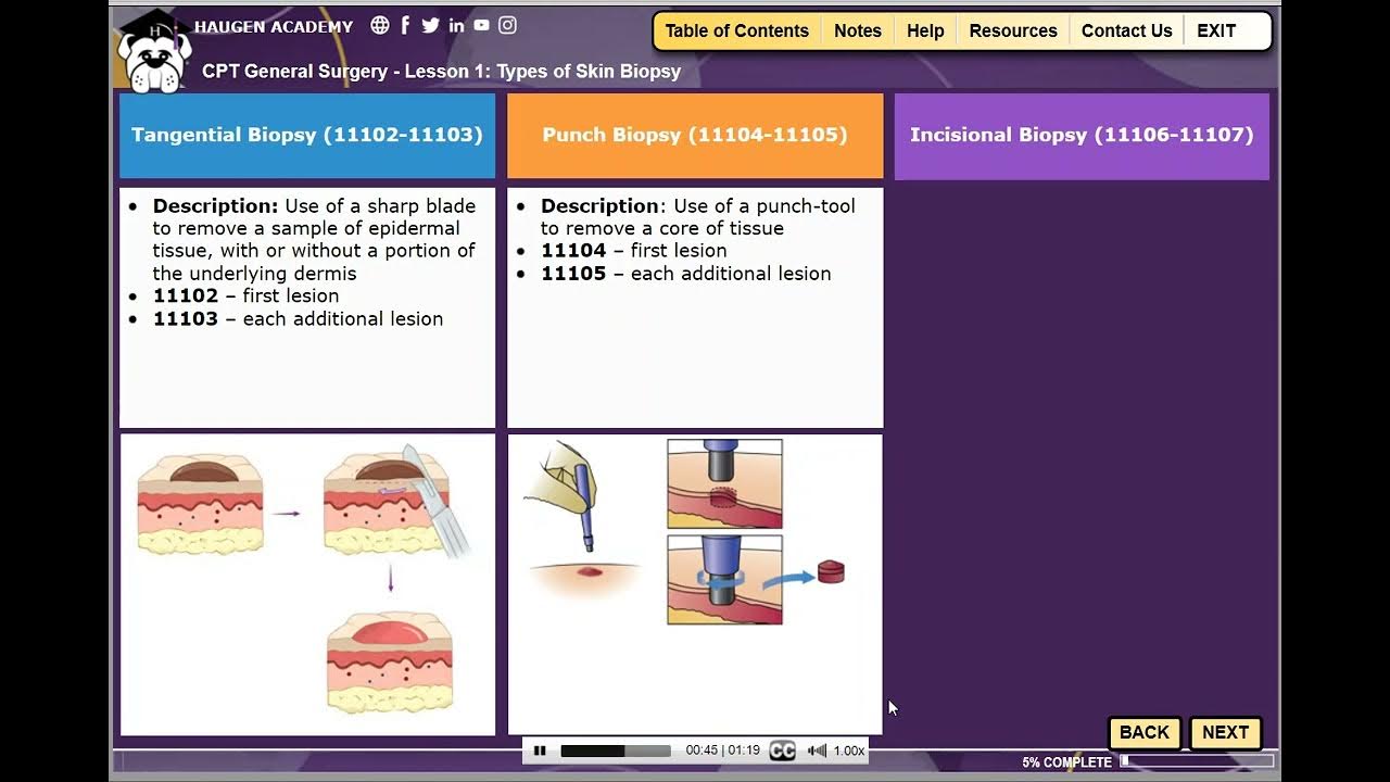 HCGTV: Demo - CPT Surgery: General Surgery - Lesson 1: Types of Skin Biopsy - YouTube