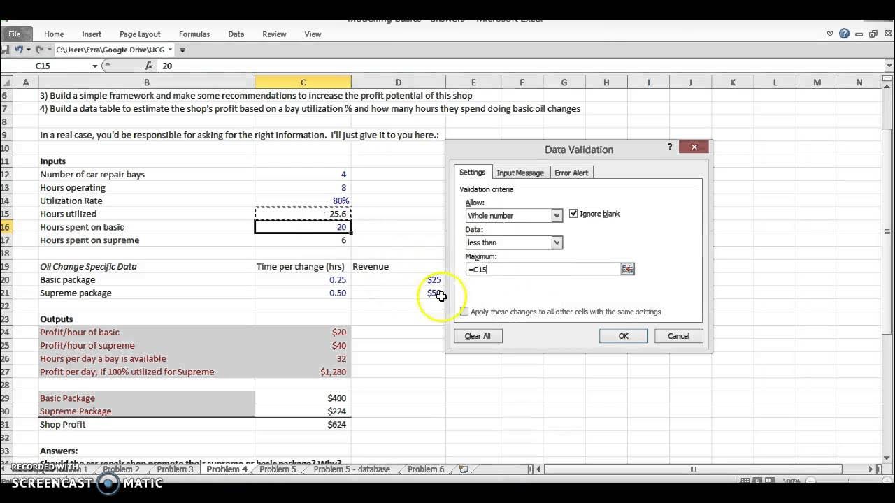 Excel Modeling Basics - data tables and validation - YouTube