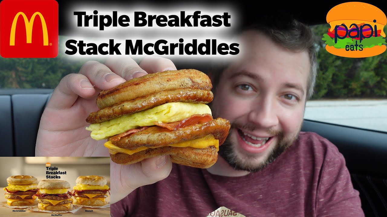 McDonald's Triple Breakfast Stack McGriddles - Review - YouTube
