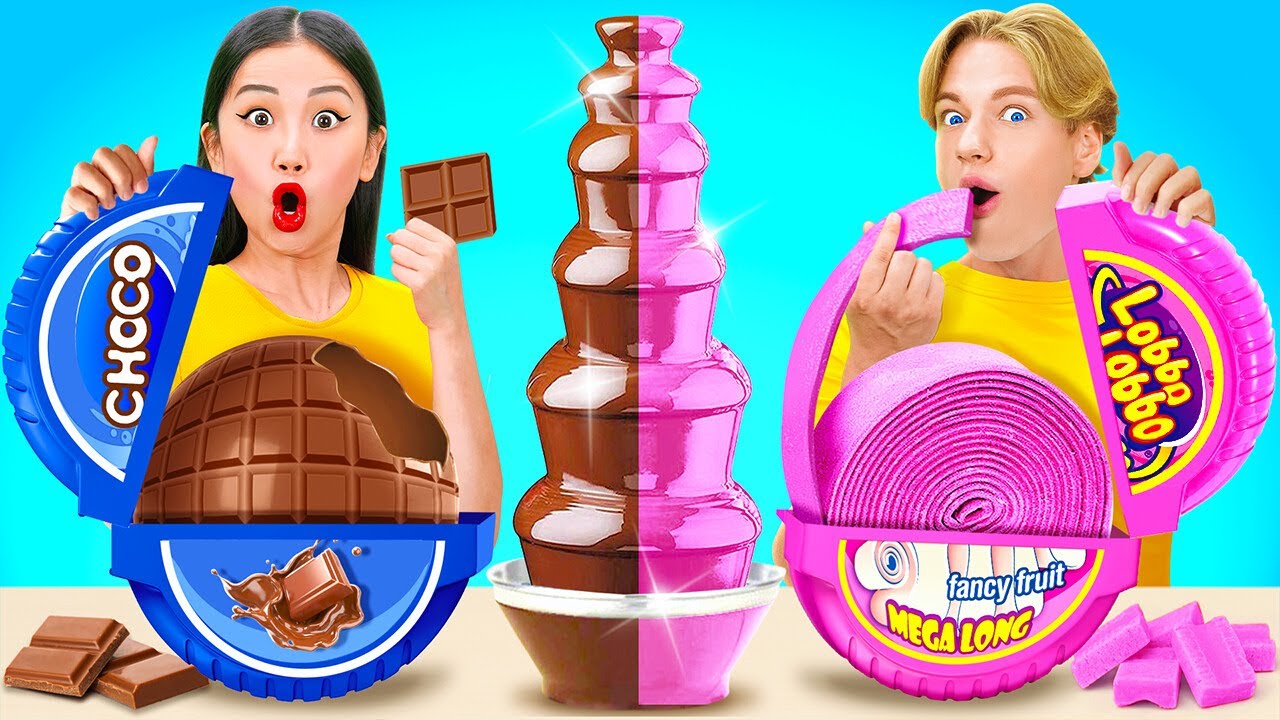 SFIDA: GOMMA DA MASTICARE VS CIOCCOLATA || Una Fontana Di Fonduta al ...