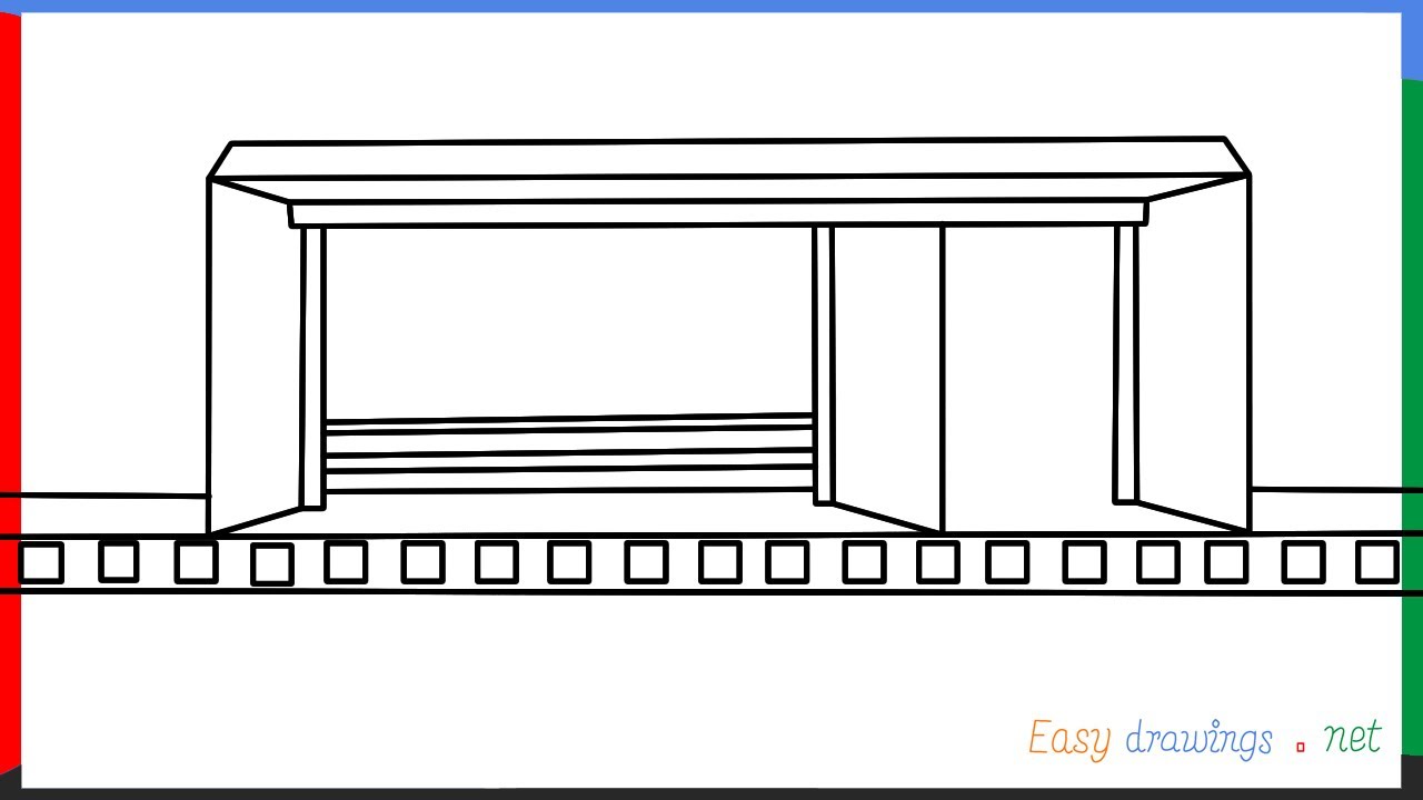 How to draw a Bus stop step by step for beginners - YouTube