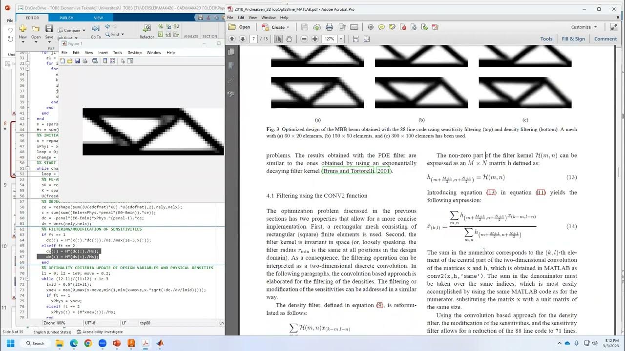 Ch20-2: MATLAB - 2B Topoloji Optimizasyonu 2: 88 satırlı 2B kod ...