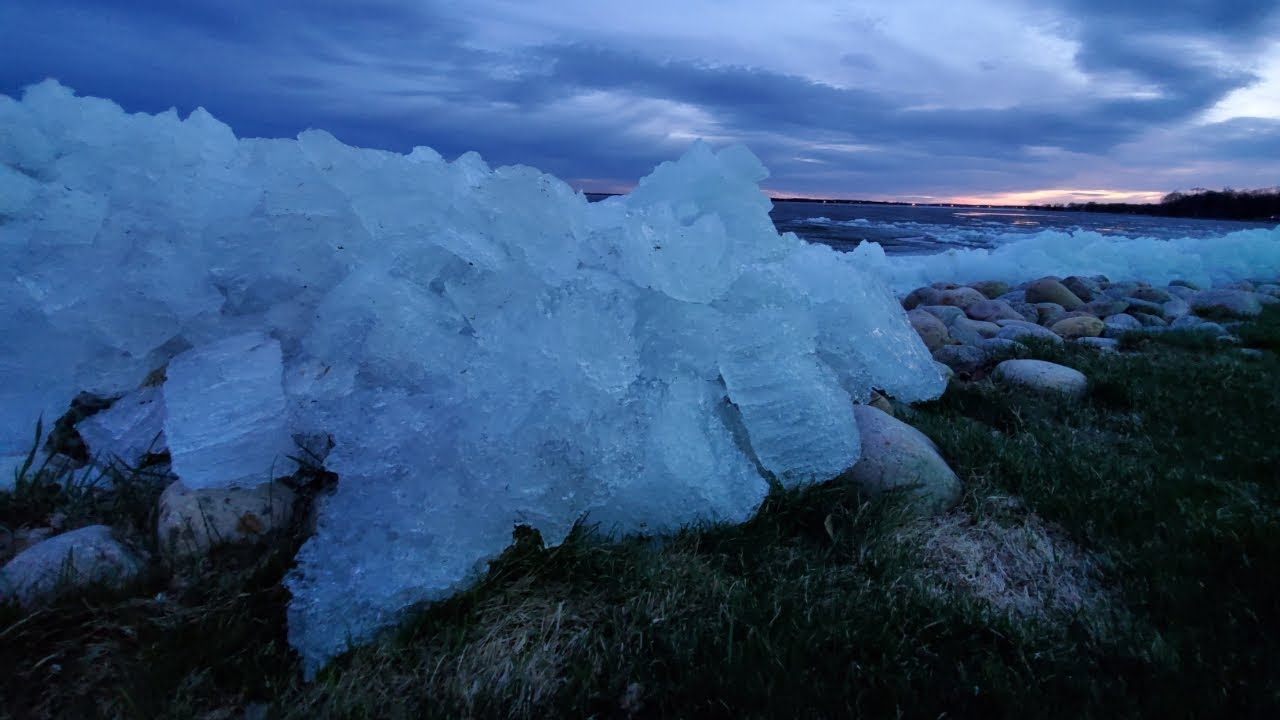 MASSIVE Ice Sheet Pushing Up On Shoreline - YouTube