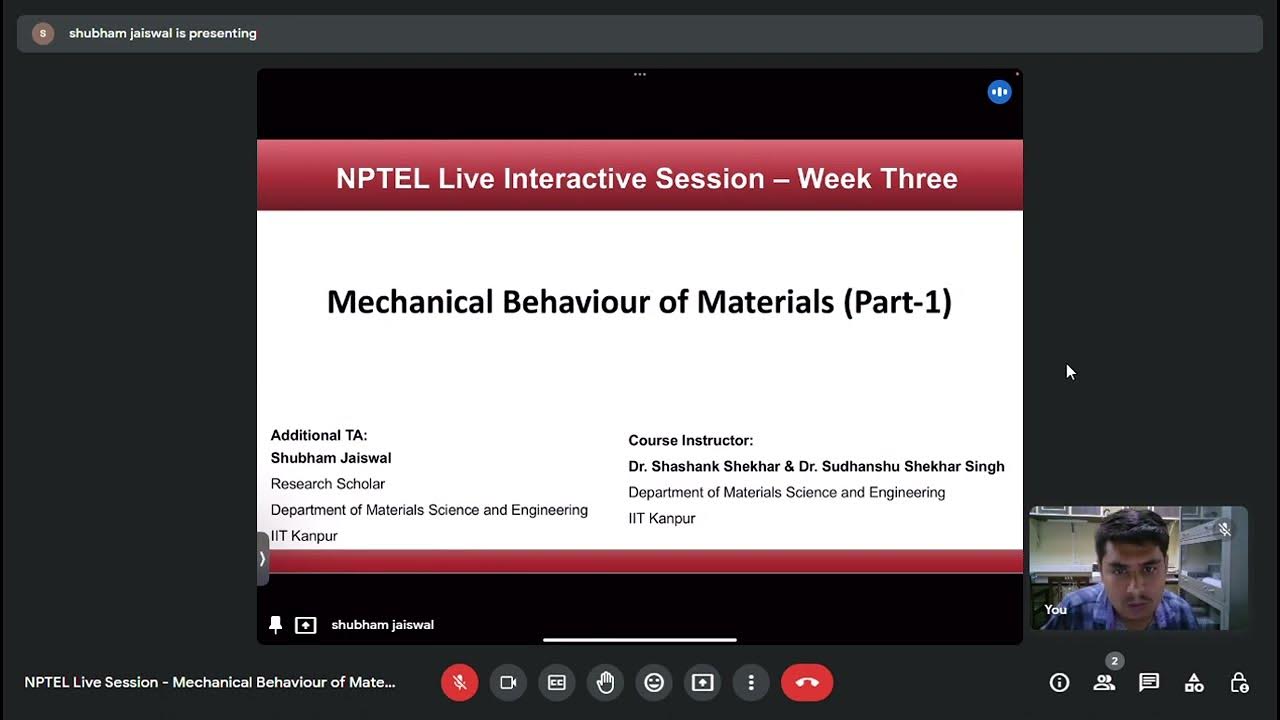 Mechanical Behaviour of Materials (Part 1) - NPTEL Live Interactive Session - Week 3 - YouTube