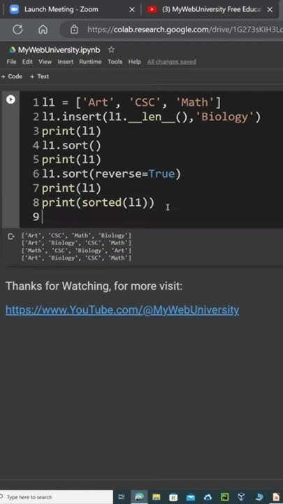 Python list.sort() vs sorted(list) for both ascending and descending (reverse=True) examples ...