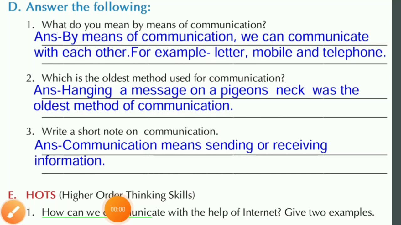 Means of Communication, Q/A, HOTS | class 2 EVS chapter 10 - YouTube