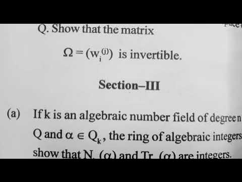 MDU msc maths fourth sem Algebraic number theory, 2018 question paper - YouTube