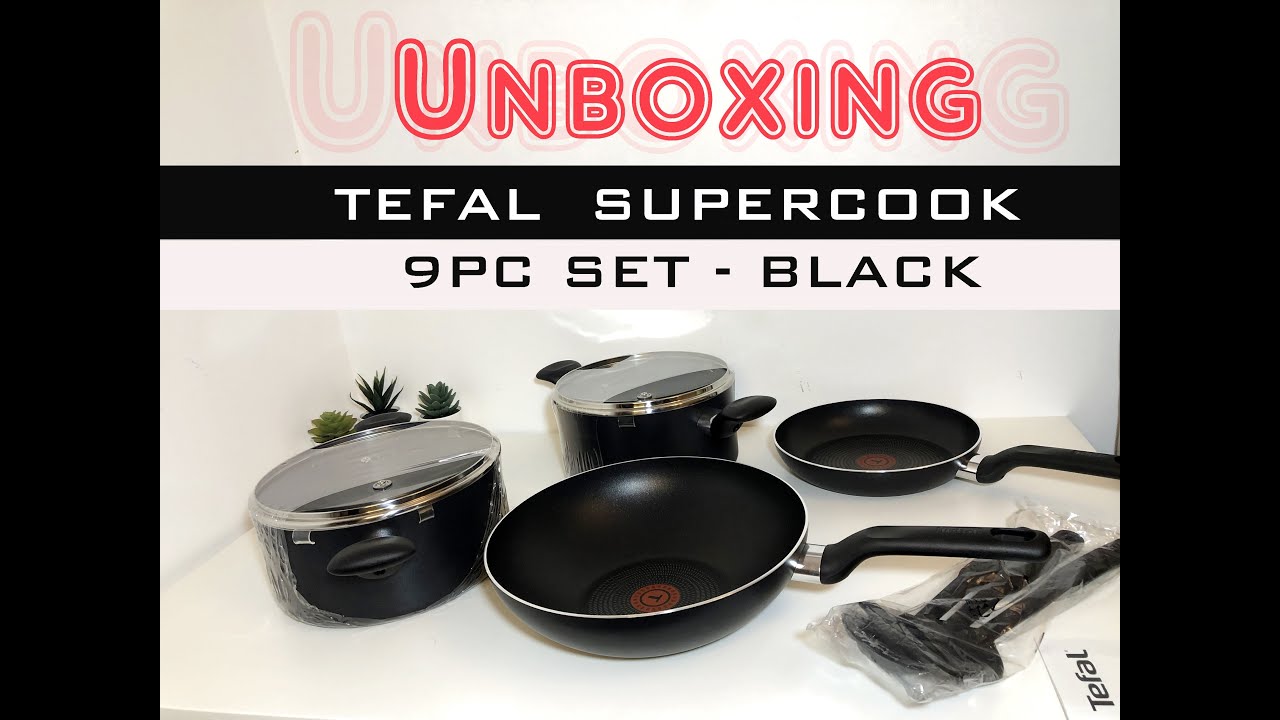 Unboxing - Tefal Supercook Non-Stick 9pc Set Black - YouTube