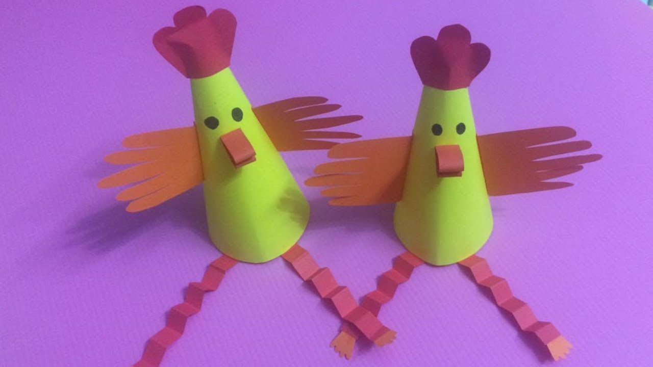 How to Make Chicken with Color Paper | DIY Paper Rooster Making - YouTube
