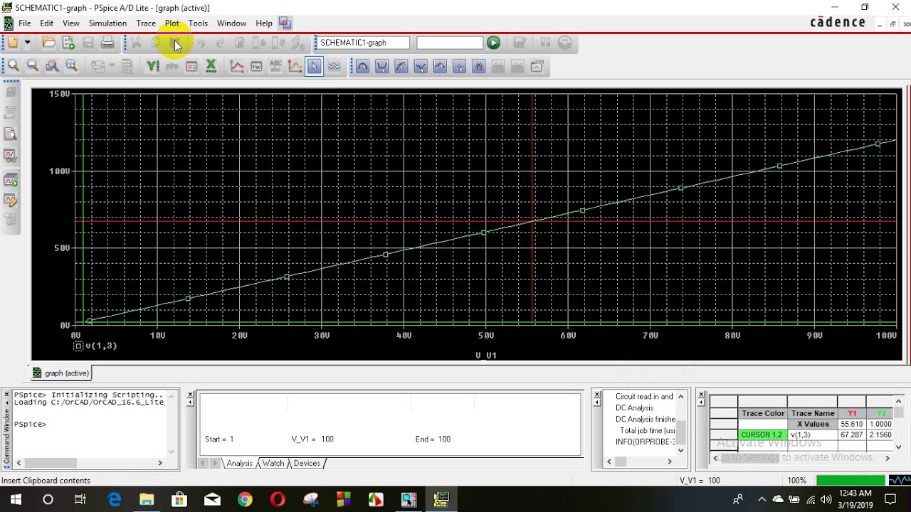 DC sweep voltage using orcad ,pspice - YouTube
