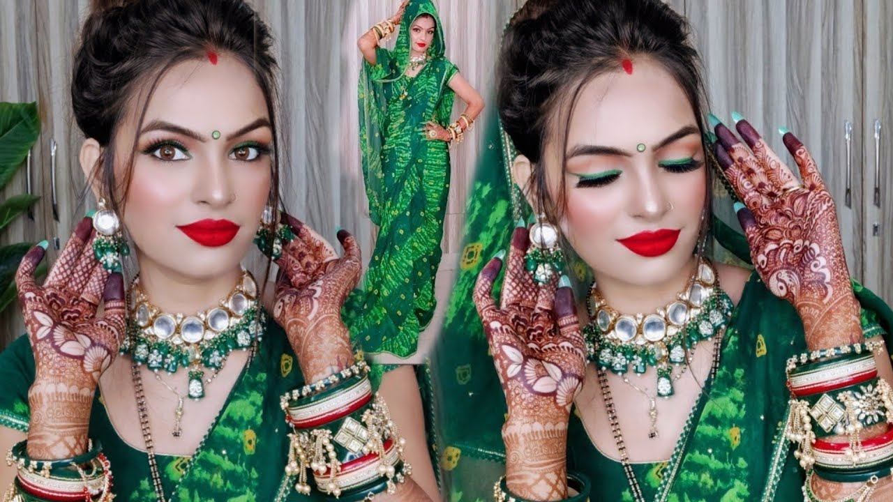 Teej Makeup look💃देखो U.p वाले कैसे करते है Traditional तीज मेकअप🤗 ...