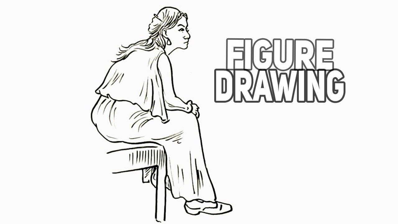 Female Drawing. Female Figure Line Drawing. Drawing of a Woman. Pose ...
