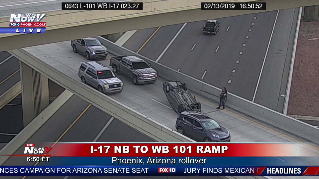 ROLLOVER BLOCKS FREEWAY RAMP: Caught on ADOT Camera in Phoenix, AZ (FNN ...