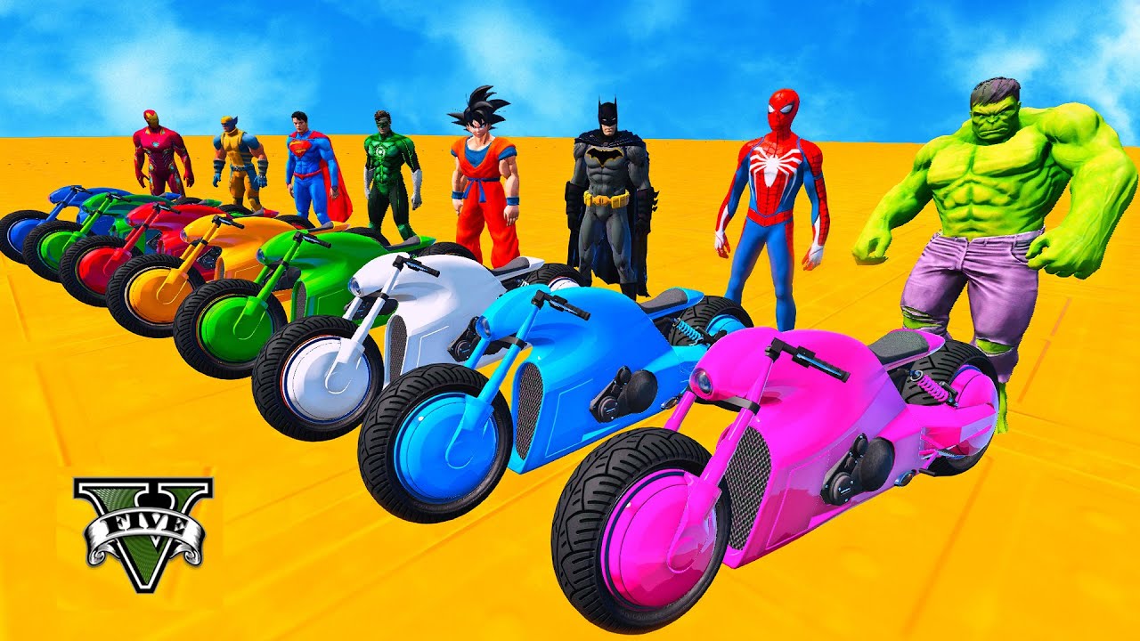 SPIDERMAN RACING MOTORCYCLES IMPOSSIBLE STUNTS RAMP CHALLENGE ...