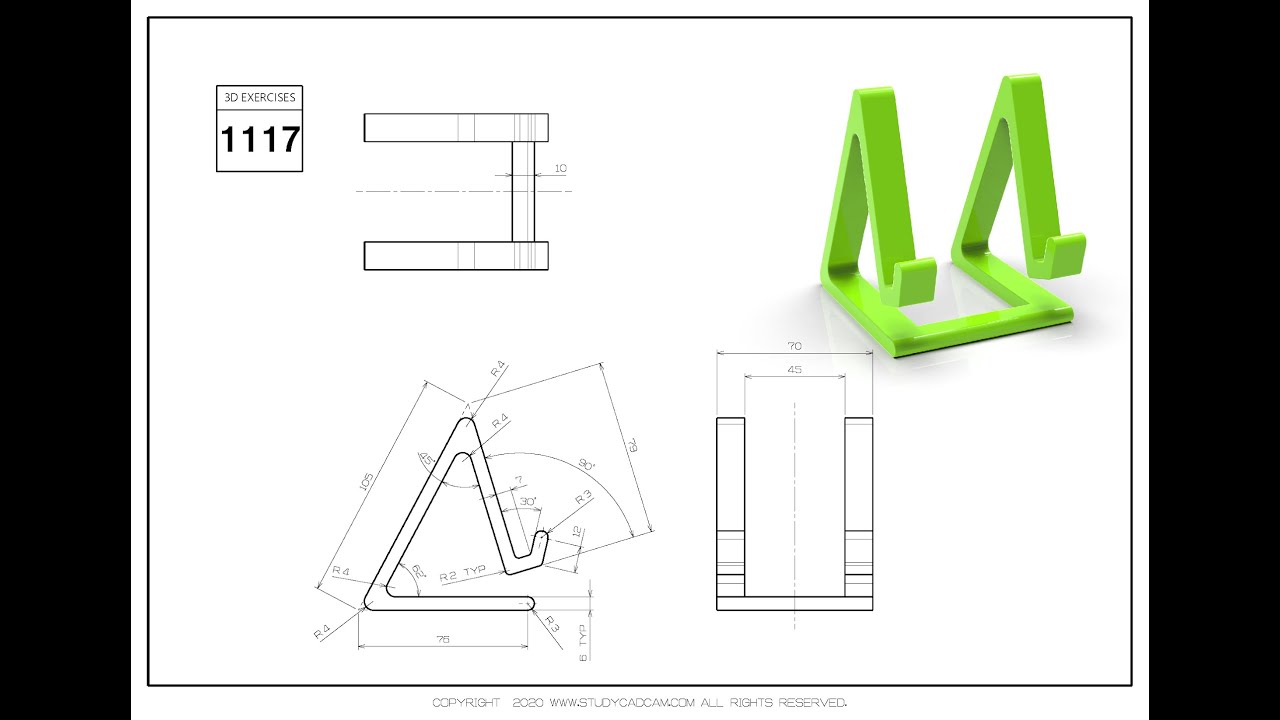 Solidworks 104. Ders Telefon Tablet Standı 3 Boyutlu Katı Modelleme ...