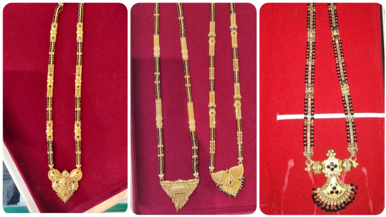 latest trending gold long black beads chain designs| 2023new models ...