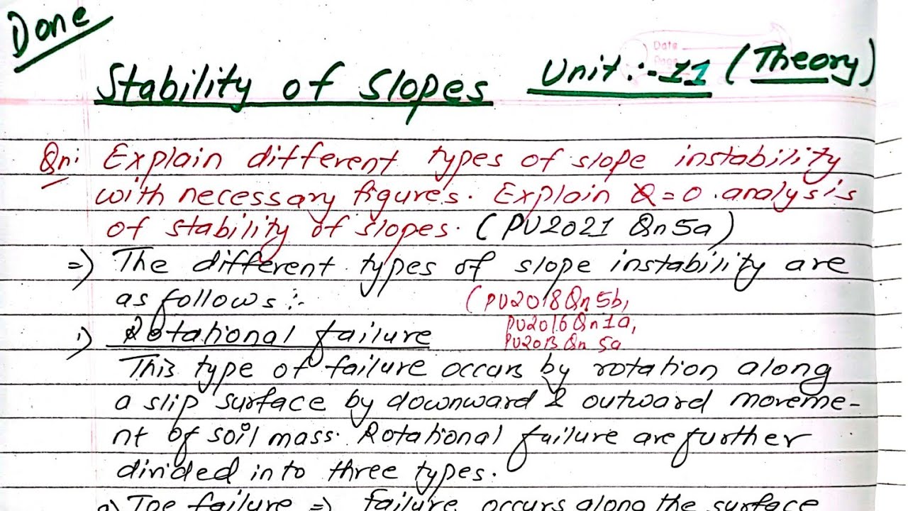 Unit:11 | Stability of Slope | Soil Mechanics | BE Civil | Prashant YT ...