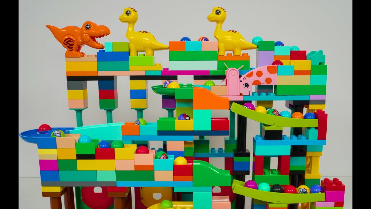 Colorful Lego Marble Run Race ASMR | Sweet Toys and interesting rolling ...