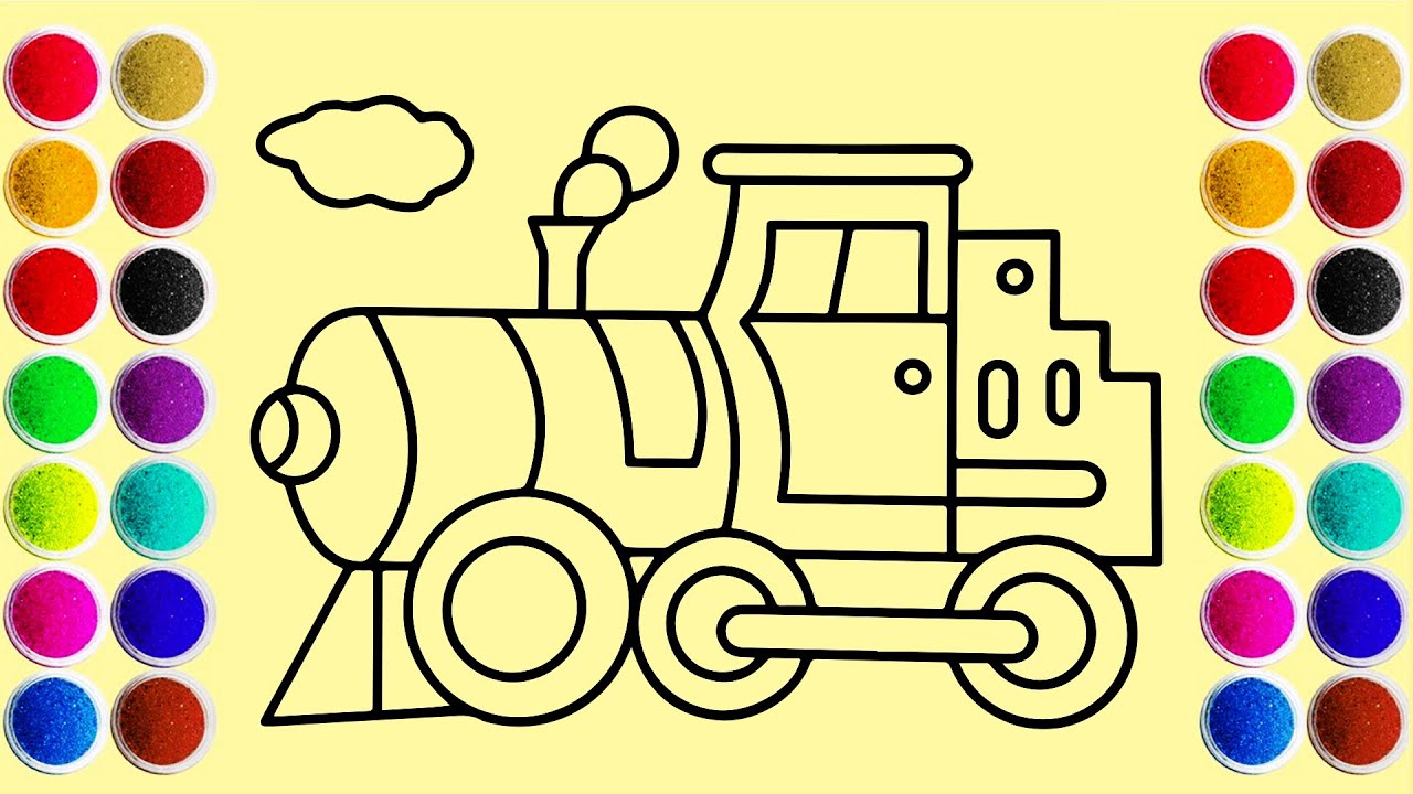 Sand painting drawing art train | step by step - YouTube