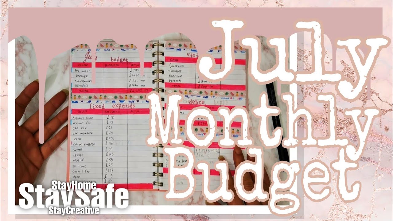 July budget | monthly budget | Budget with me | Kylie bacon - YouTube
