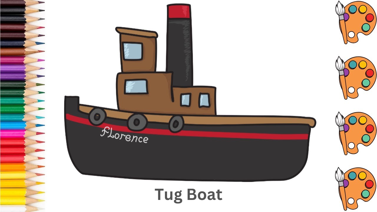 Tug Boat - Sketch Art and Paint | Step by step tutorial | Pencil to ...