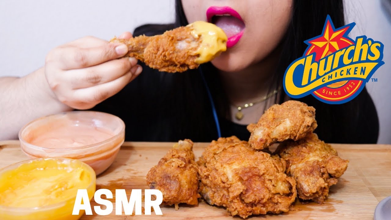 ASMR Church's Spicy Fried Chicken No Talking (Eating Sounds) || LISHH ...