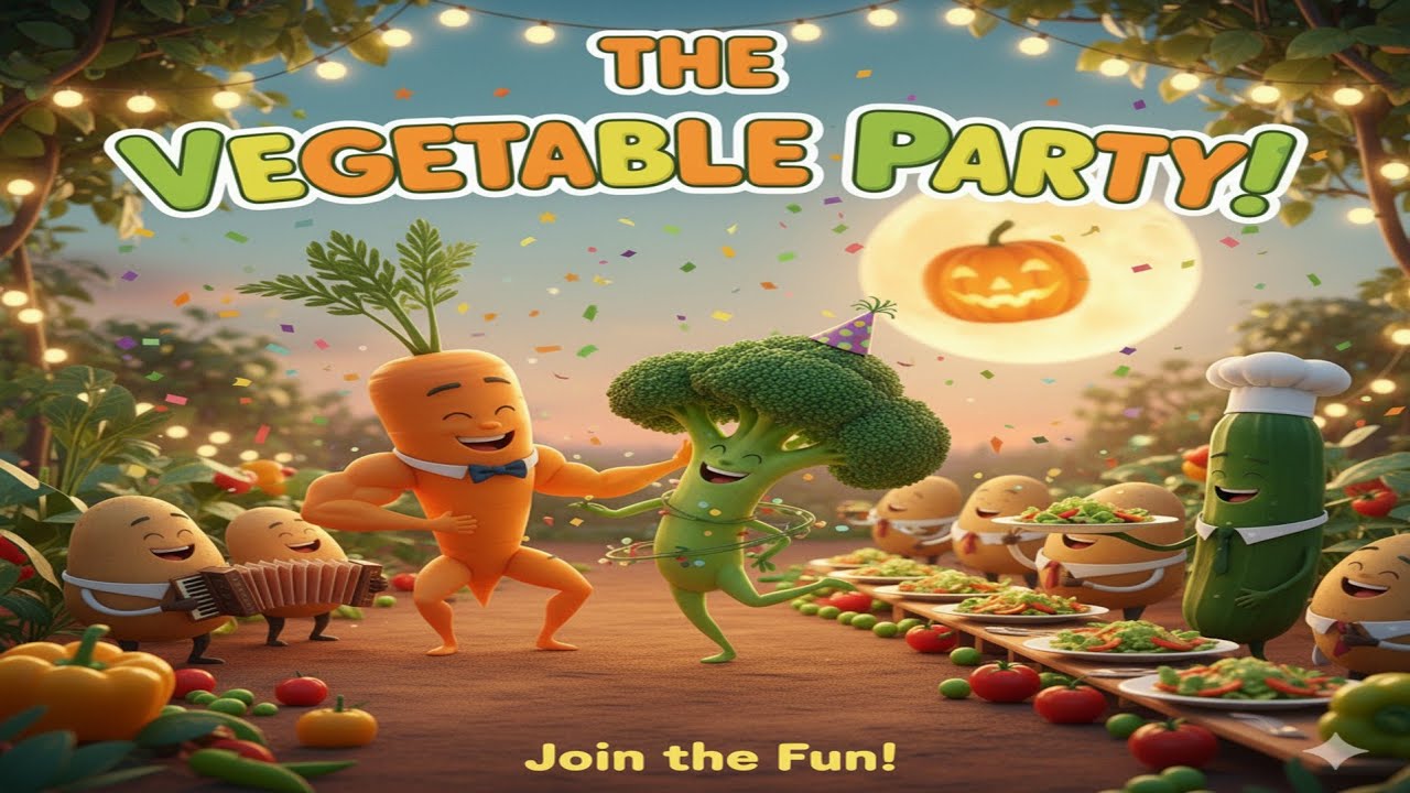 "The Vegetable Party 🥕 | Funny Vegetable Story for Kids | AI Cartoon ...