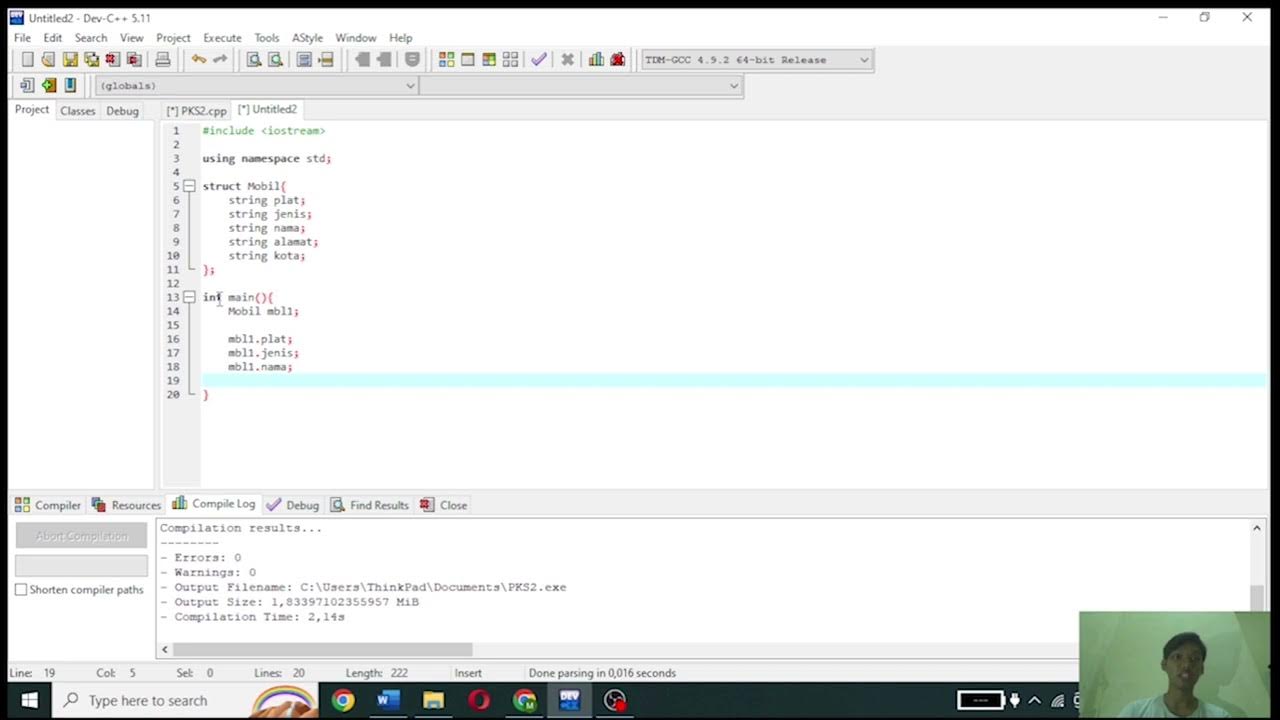 Membuat program struct menggunakan c++ - YouTube