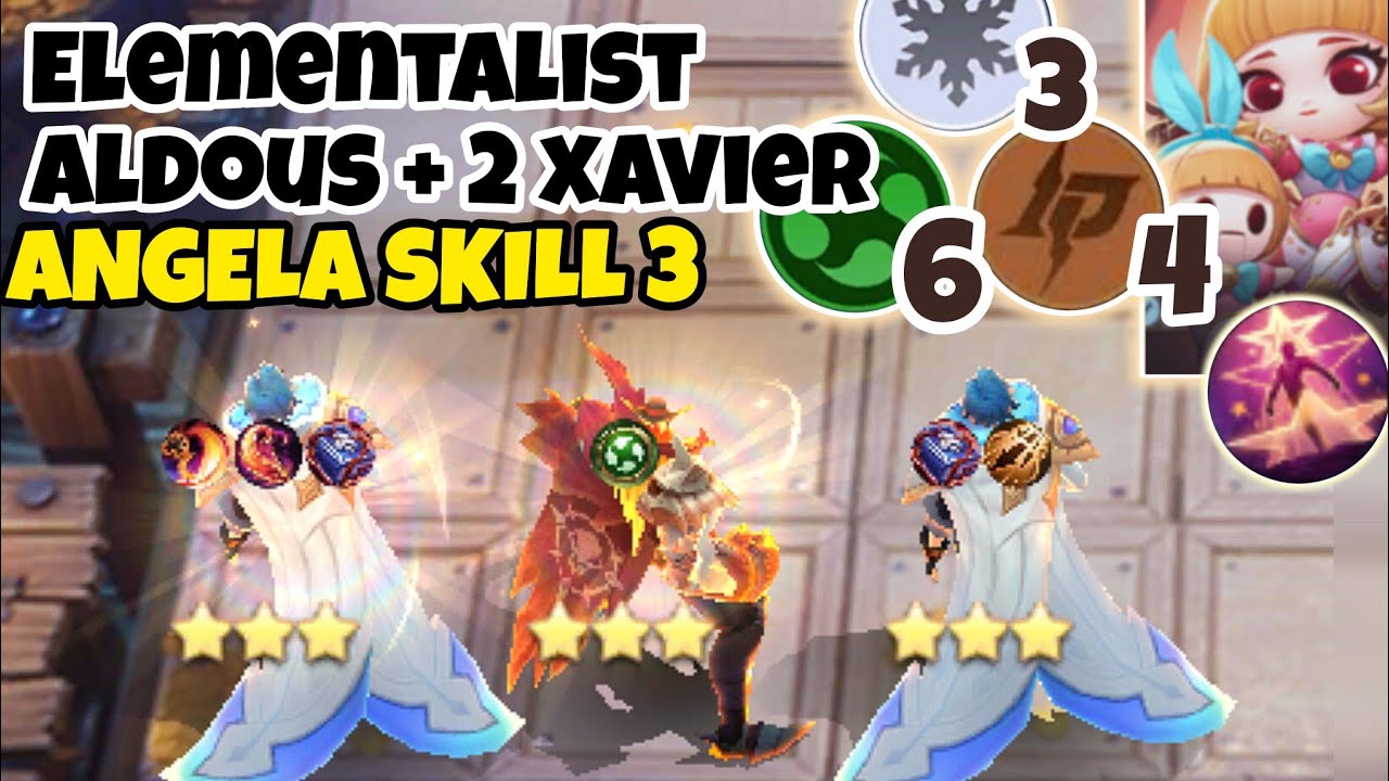 Elementalist Aldous + two 3STARS xavier | Angela skill 3 | magic chess ...