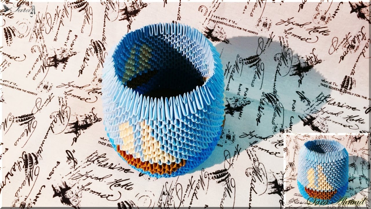 How to make 3d origami pen holder 25 - YouTube