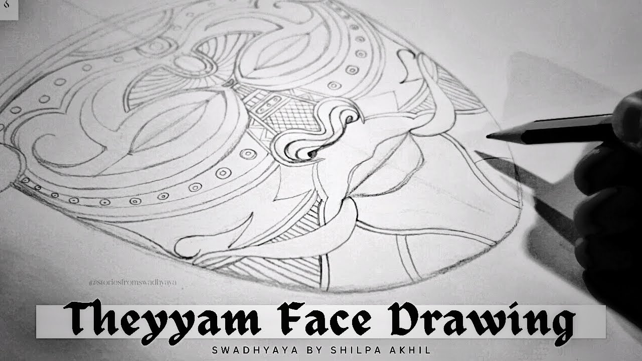 THEYYAM Face Pencil Drawing Sketch Tutorial for Beginners || Kerala ...