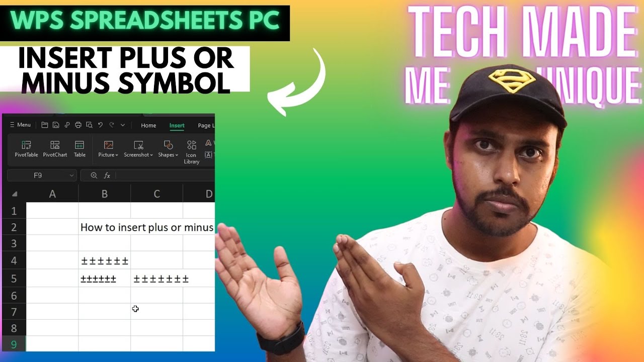 How to insert plus or minus symbol in wps spreadsheets | insert plus or ...