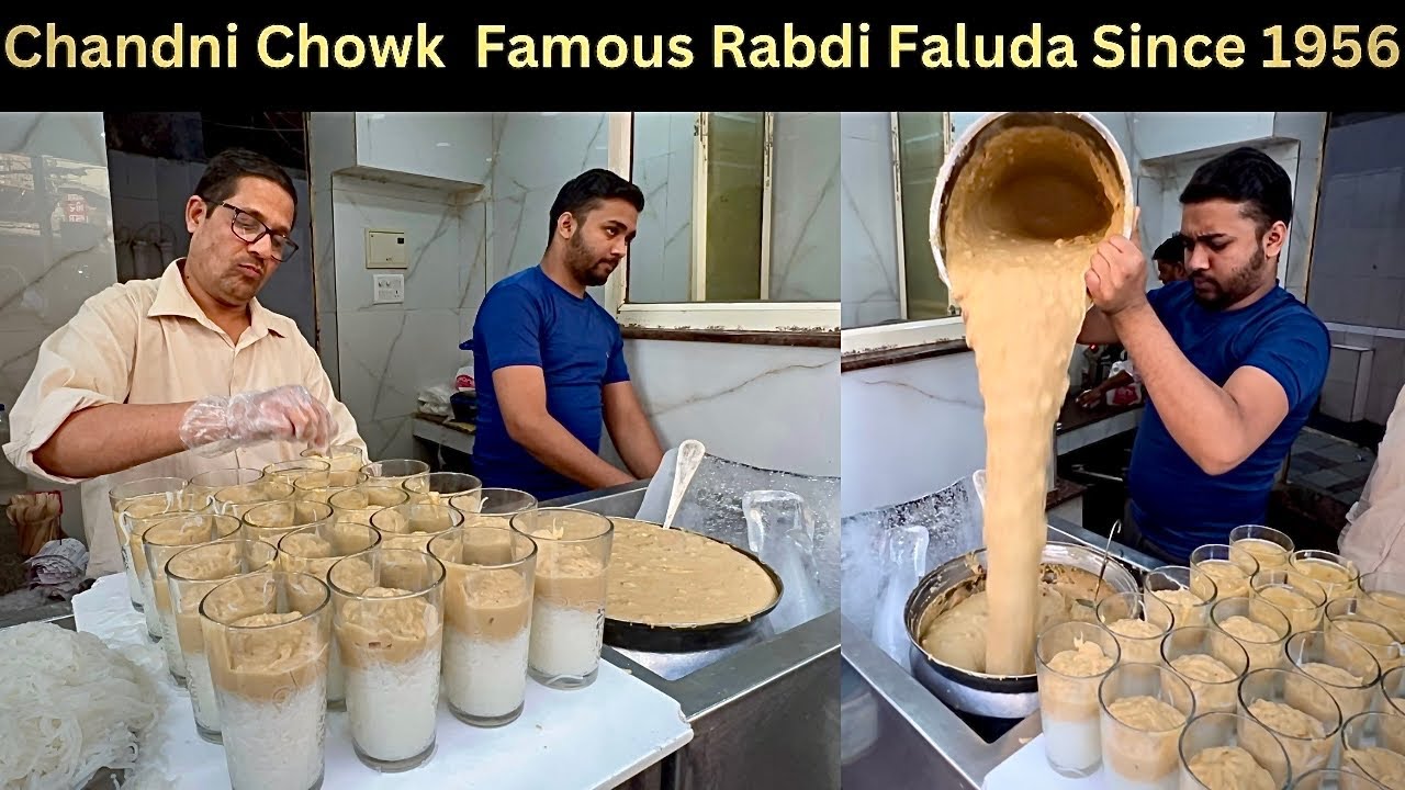CHANDNI CHOWK : Bulk making of most famous Giani’s Rabri Faluda | Delhi ...
