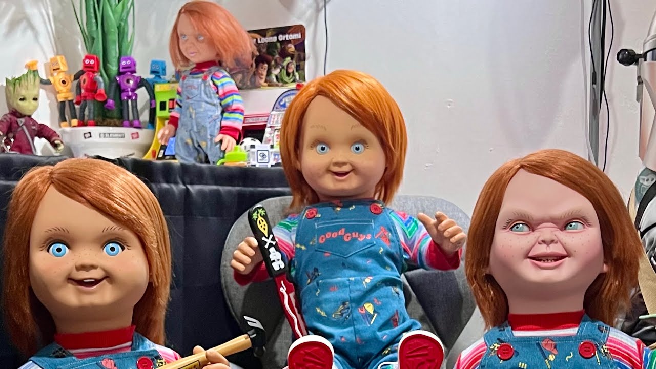 Chucky Custom made (middle one) with voice box, new eyes, cloth body ...