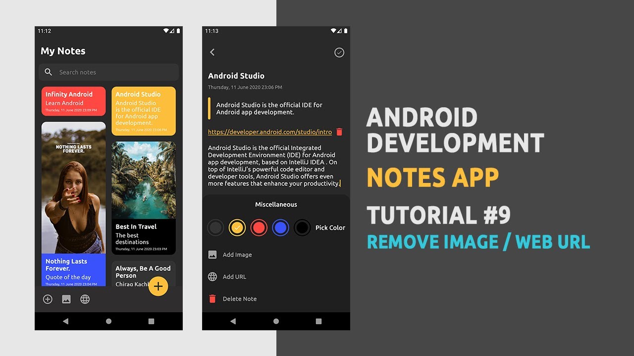 Android Development | Notes App | Tutorial #9 | Remove Image/URL ...