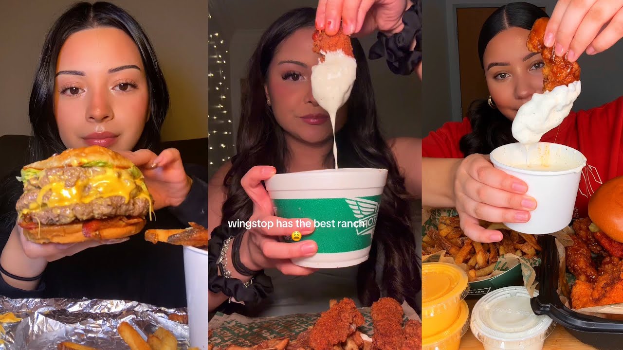 TIKTOK Mukbang Compilation | Five Guys, Wingstop, Cane's, In-N-Out ...