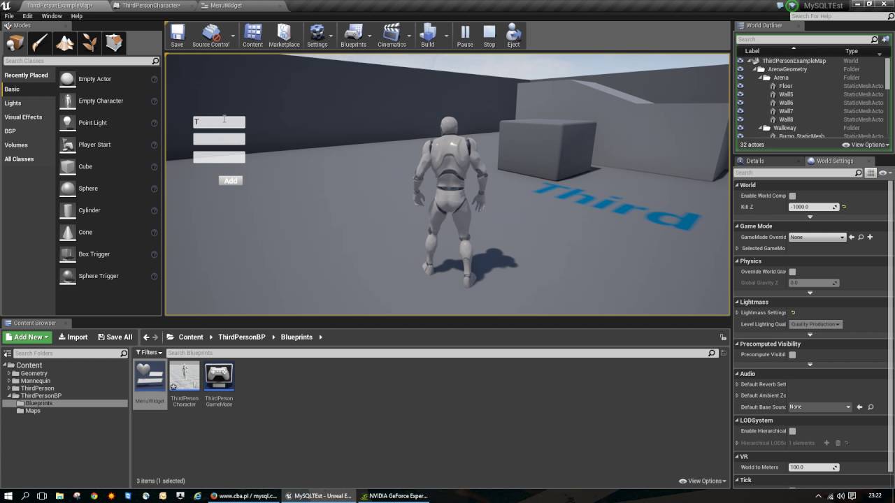 UE4 and MySQL database communication test - YouTube