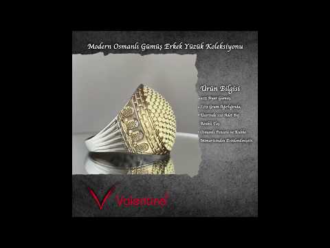 Bej Modern Osmanlı Gümüş Erkek Yüzüğü -510