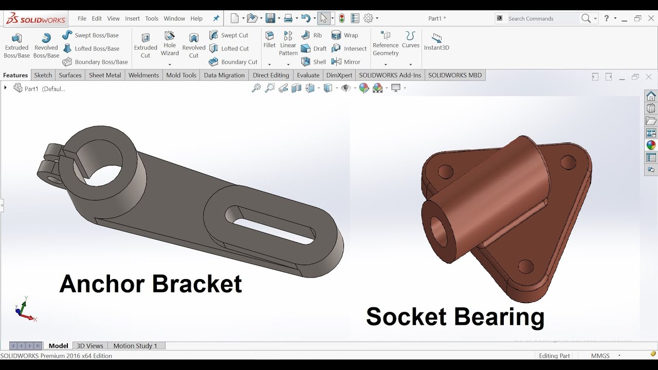 Solidworks tutorial for beginners #61 |Anchor bracket| & |Socket ...